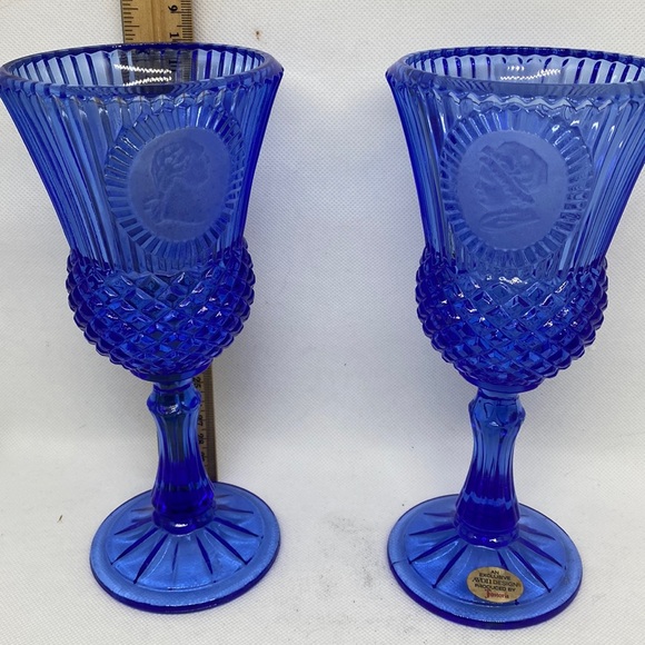 Dining | Pair Of Avon Fostoria Cobalt Blue George Martha Washington ...